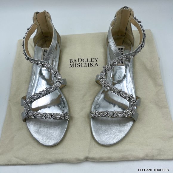 Badgley Mischka | Shoes | Badgley Mischka Italy Silver Metallic Sandals ...